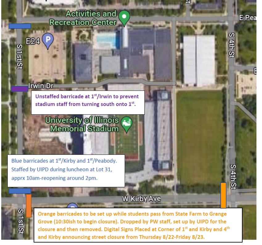 First Street between Kirby and Peabody Drive and Kirby Avenue between First Street and Fourth ...